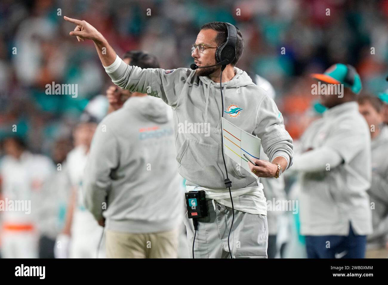 Miami Dolphins head coach Mike McDaniel gestures during the first half ...