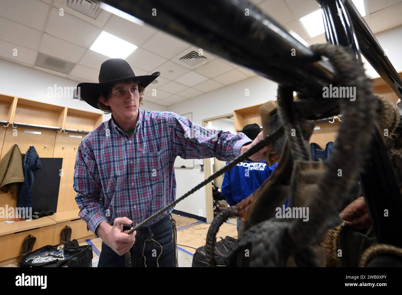 New York, USA. 07th Jan, 2024. Professional bull rider Brady Fielder ...