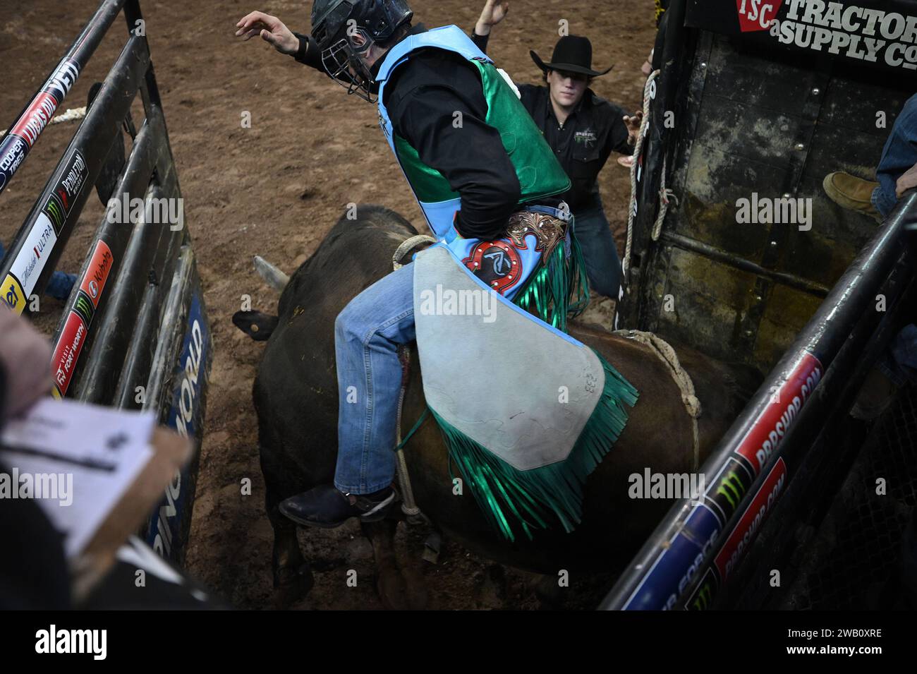 New York, USA. 07th Jan, 2024. Professional bull rider Alex Cerqueira ...