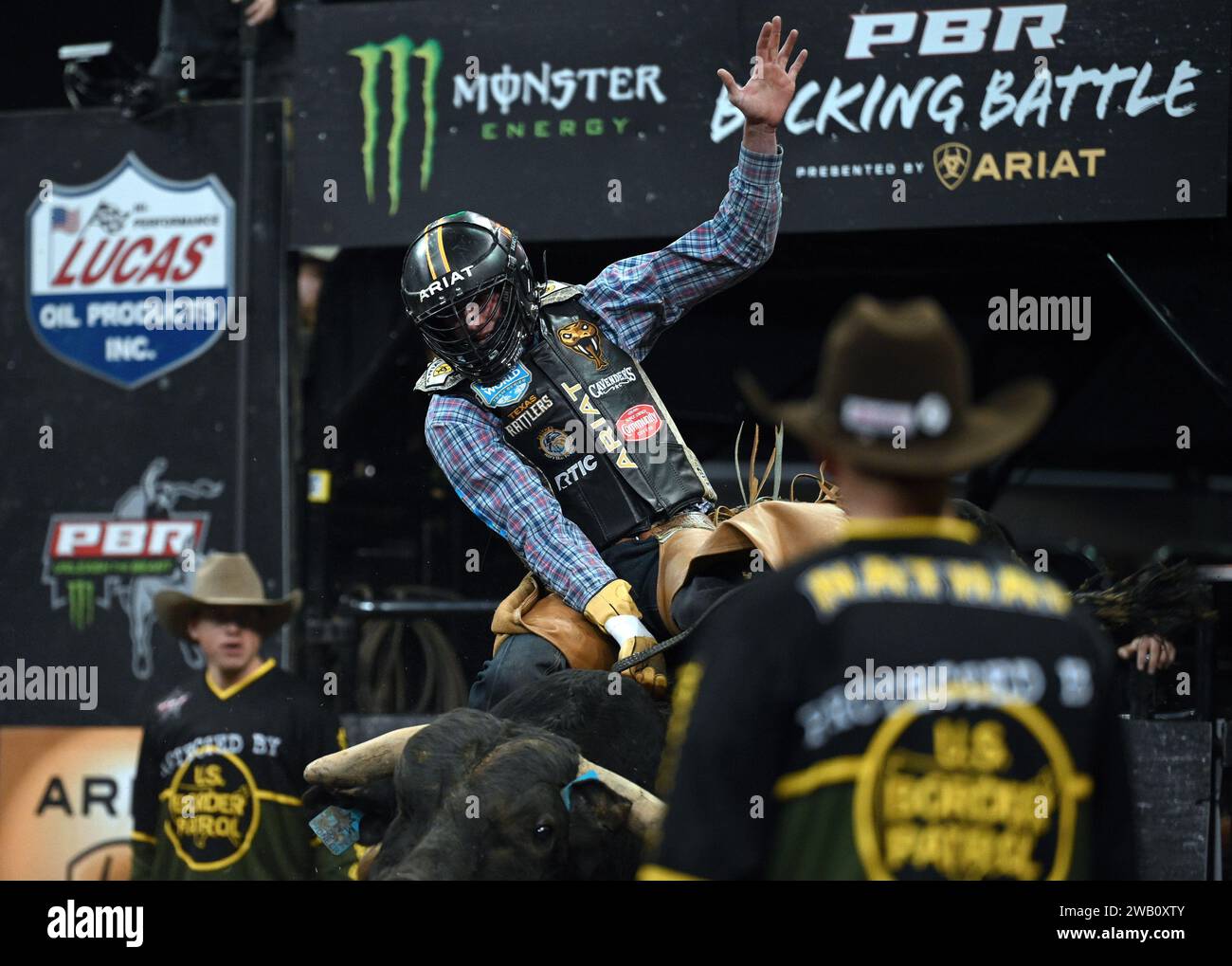 New York, USA. 07th Jan, 2024. Professional bull rider Brady Fielder ...