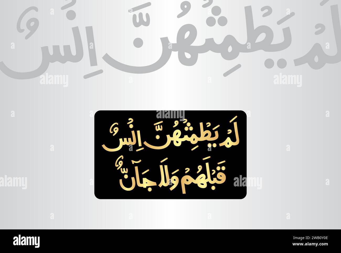 Arabic Calligraphy, verse no 74 from chapter "Ar Rahman 55" of the ...