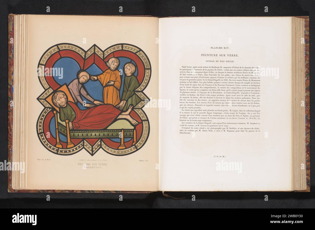 Reproduction of a design for a stained glass window with Saint Louis ...