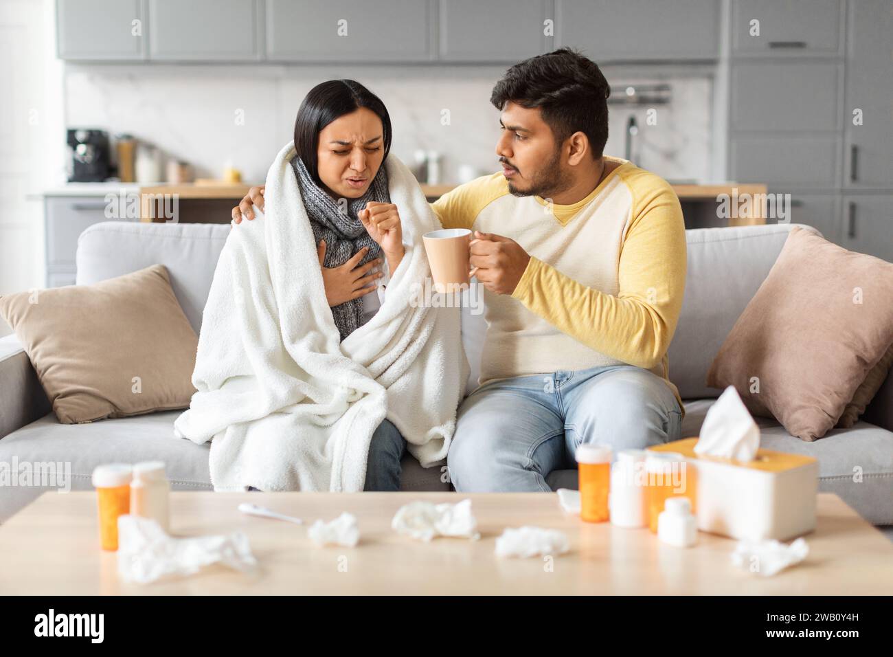 Indian woman coughing hi-res stock photography and images - Alamy