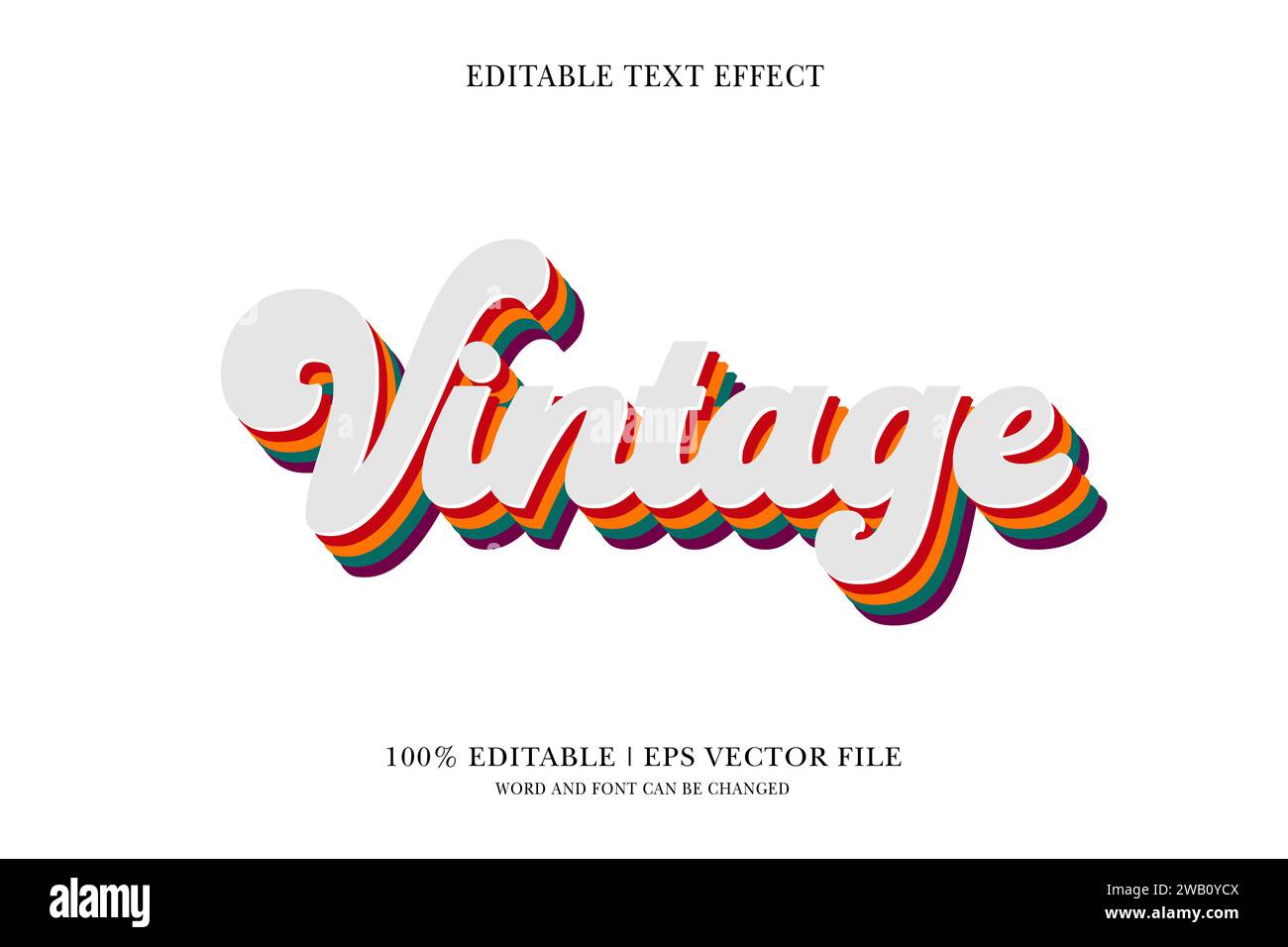 Vintage Editable text Effect with 3d vector design Stock Vector Image ...