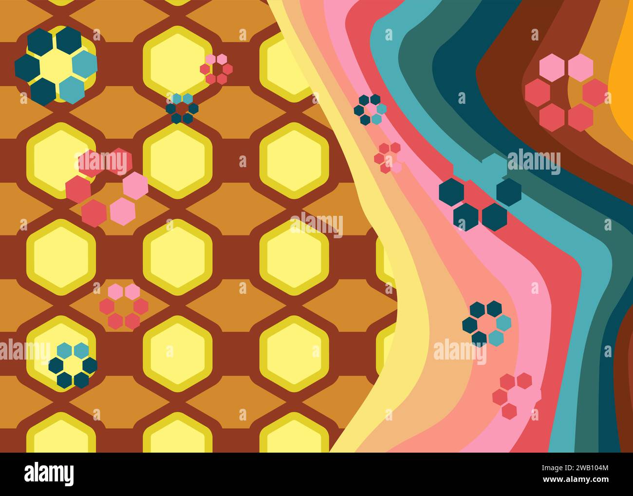 Retro 70s Background. Groovy abstract 1970s art template. Minimalistic ...