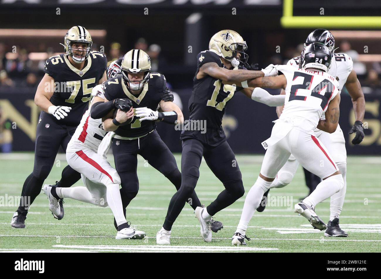 New Orleans, USA. 07th Jan, 2024. Atlanta Falcons linebacker Kaden ...