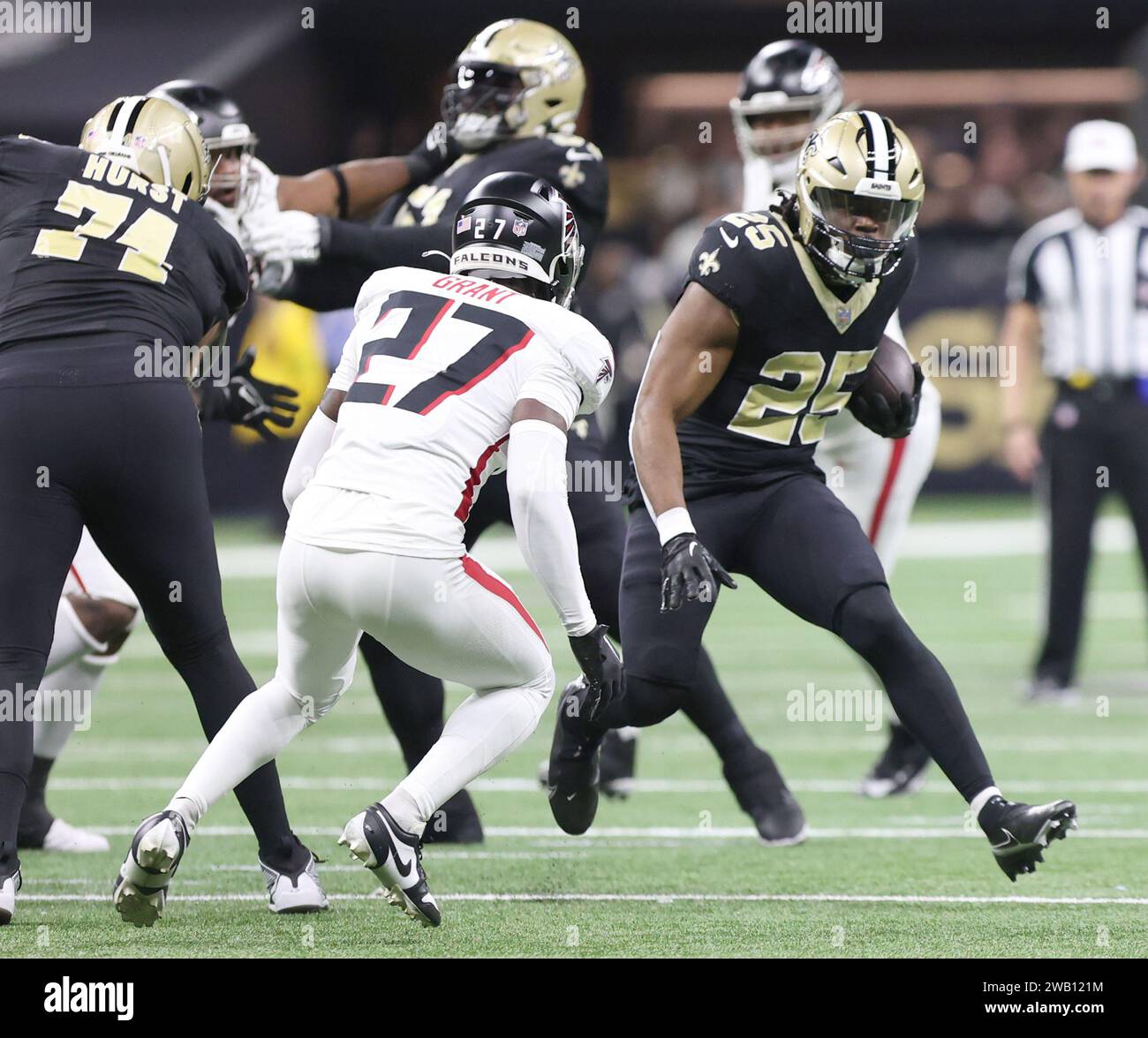 New Orleans, USA. 07th Jan, 2024. New Orleans Saints running back ...
