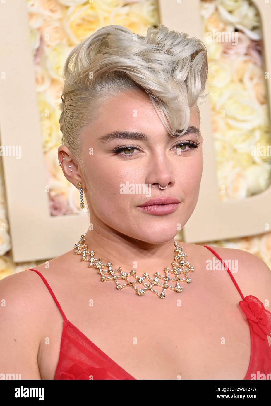 Beverly Hills, USA. 07th Jan, 2024. Florence Pugh arriving at the 81st ...