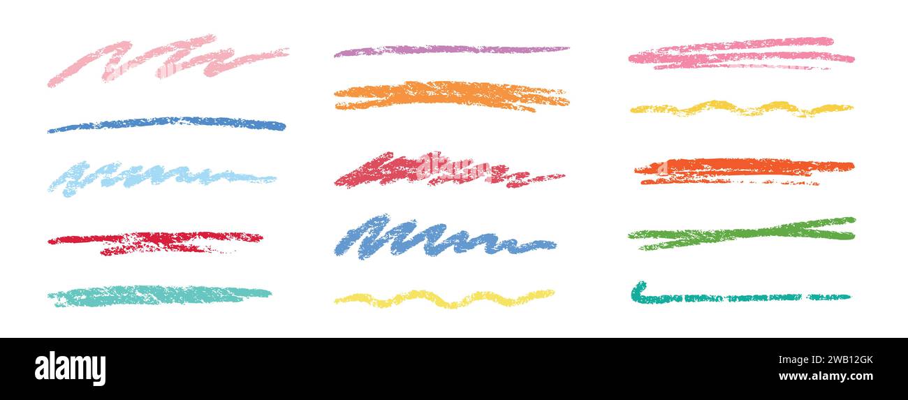 Crayon brush stroke color underline. Chalk pen highlight stroke. Vector ...