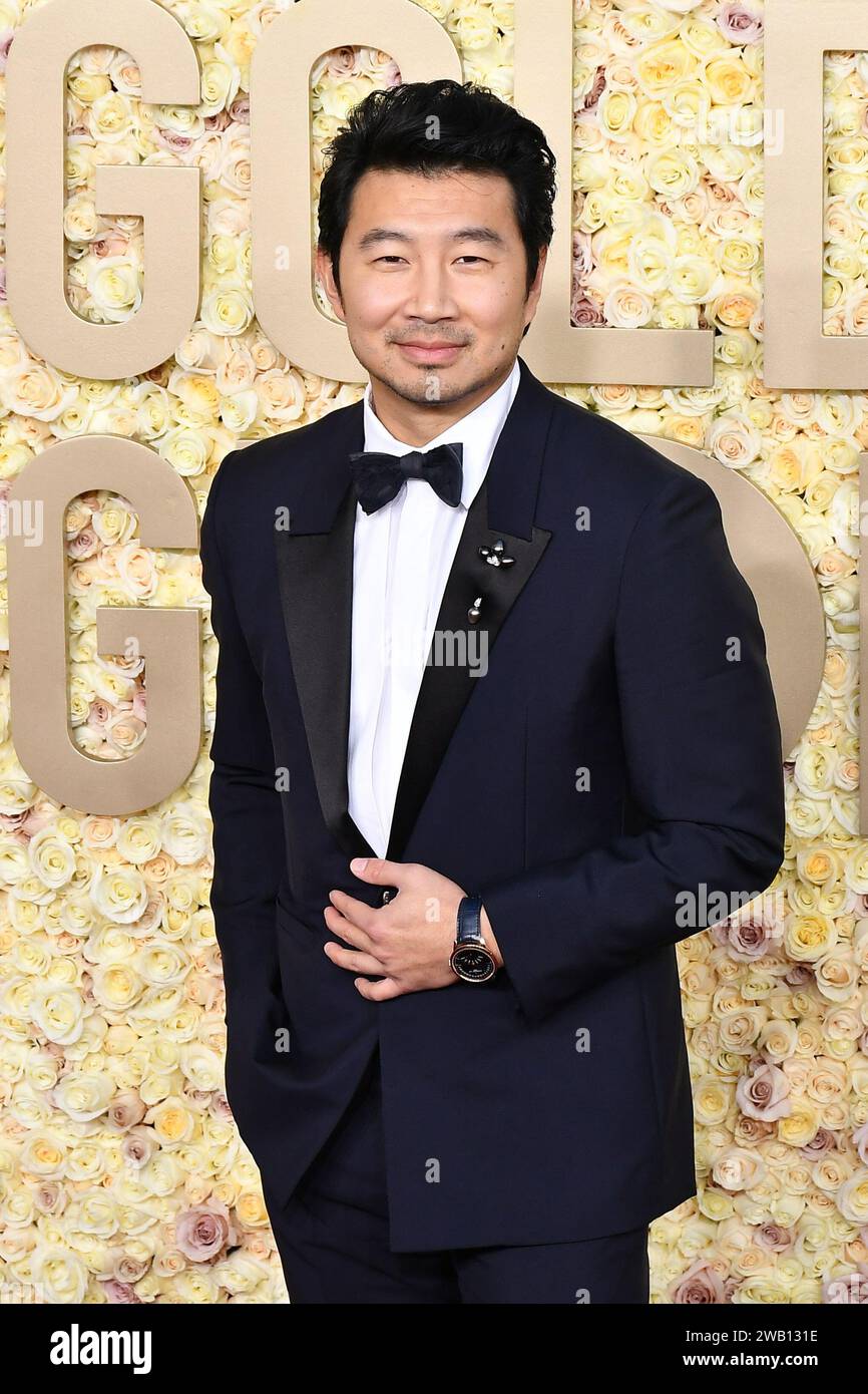 Simu Liu attends the 81st Annual Golden Globe Awards at The Beverly ...