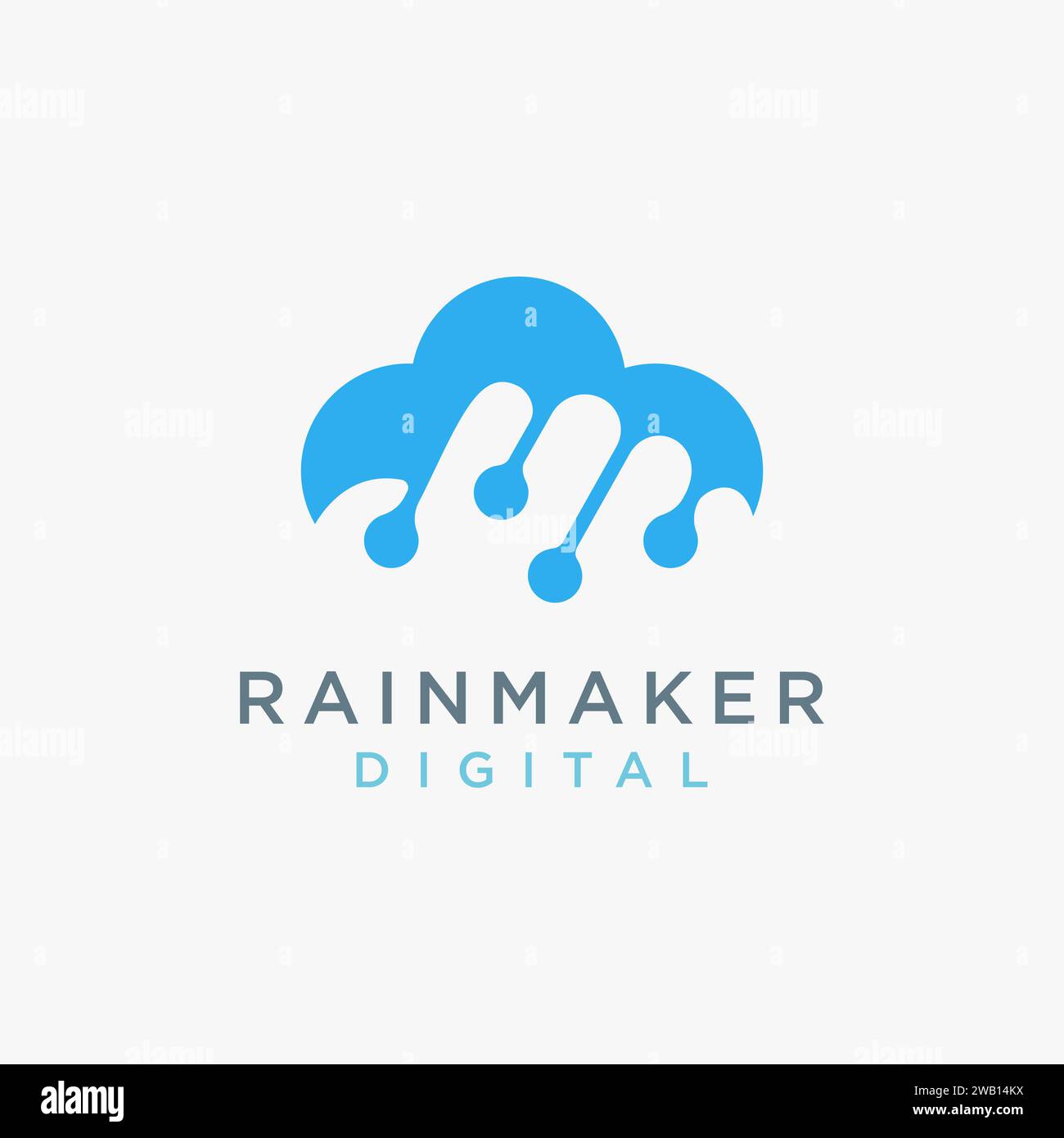 Modern Rain cloud link logo icon vector template on white background ...