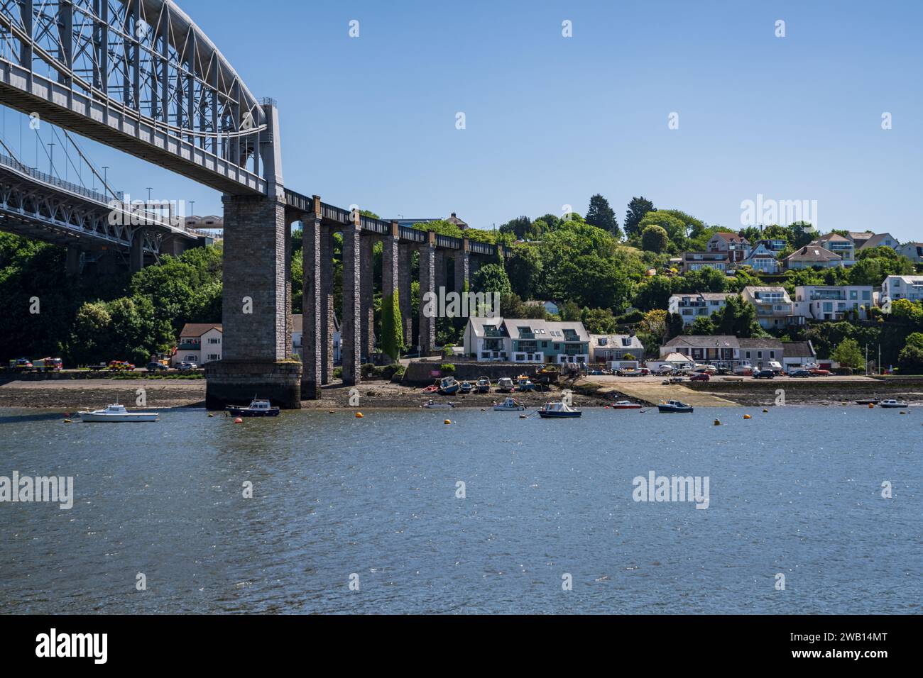 Saltash, Cornwall, England, UK - May 27, 2022: The Tamar Bridge and the ...