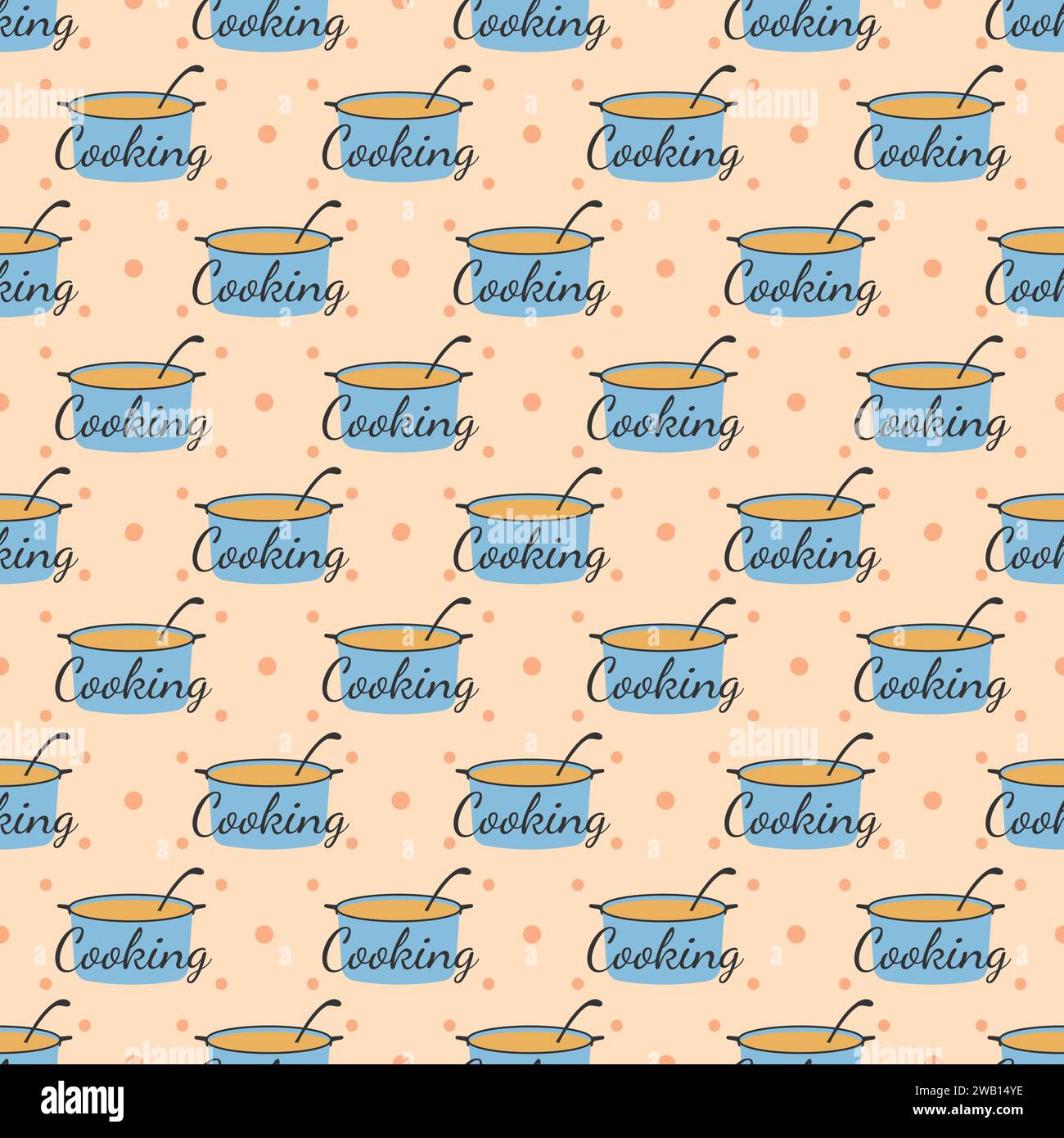 Cooking Equipment Seamless Pattern Design Illustration in Flat Cartoon ...