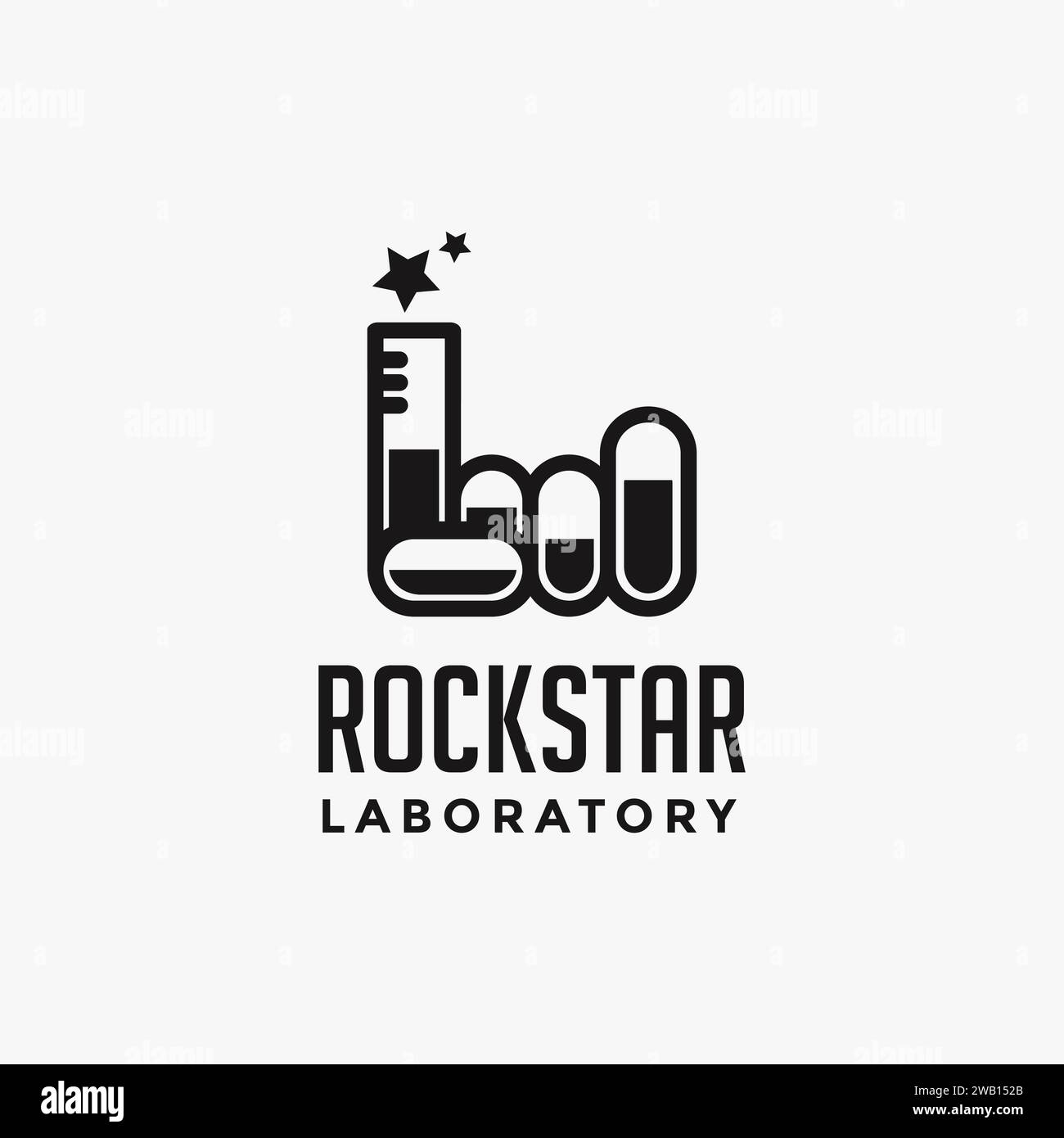 Creative Rock hand beaker glass logo icon vector template on white ...