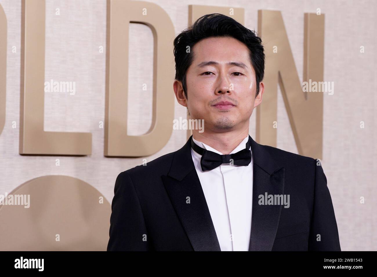 Steven Yeun arrives at the 81st Golden Globe Awards on Sunday, Jan. 7 ...