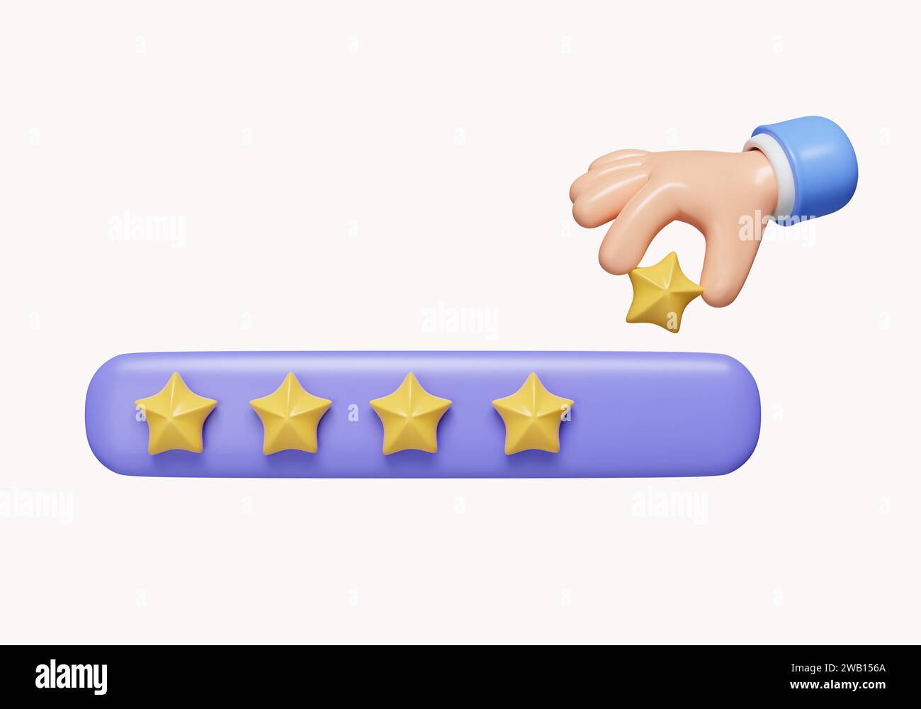3d Customer feedback with five stars quality rating. Review or survey ...