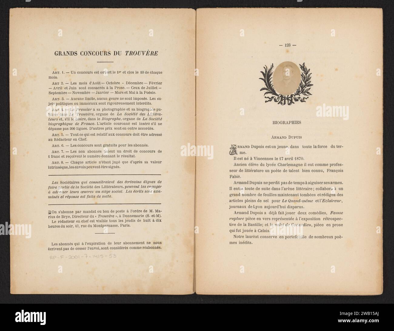 Le Trouvère no 54, 1888 book paper. photographic support printing ...