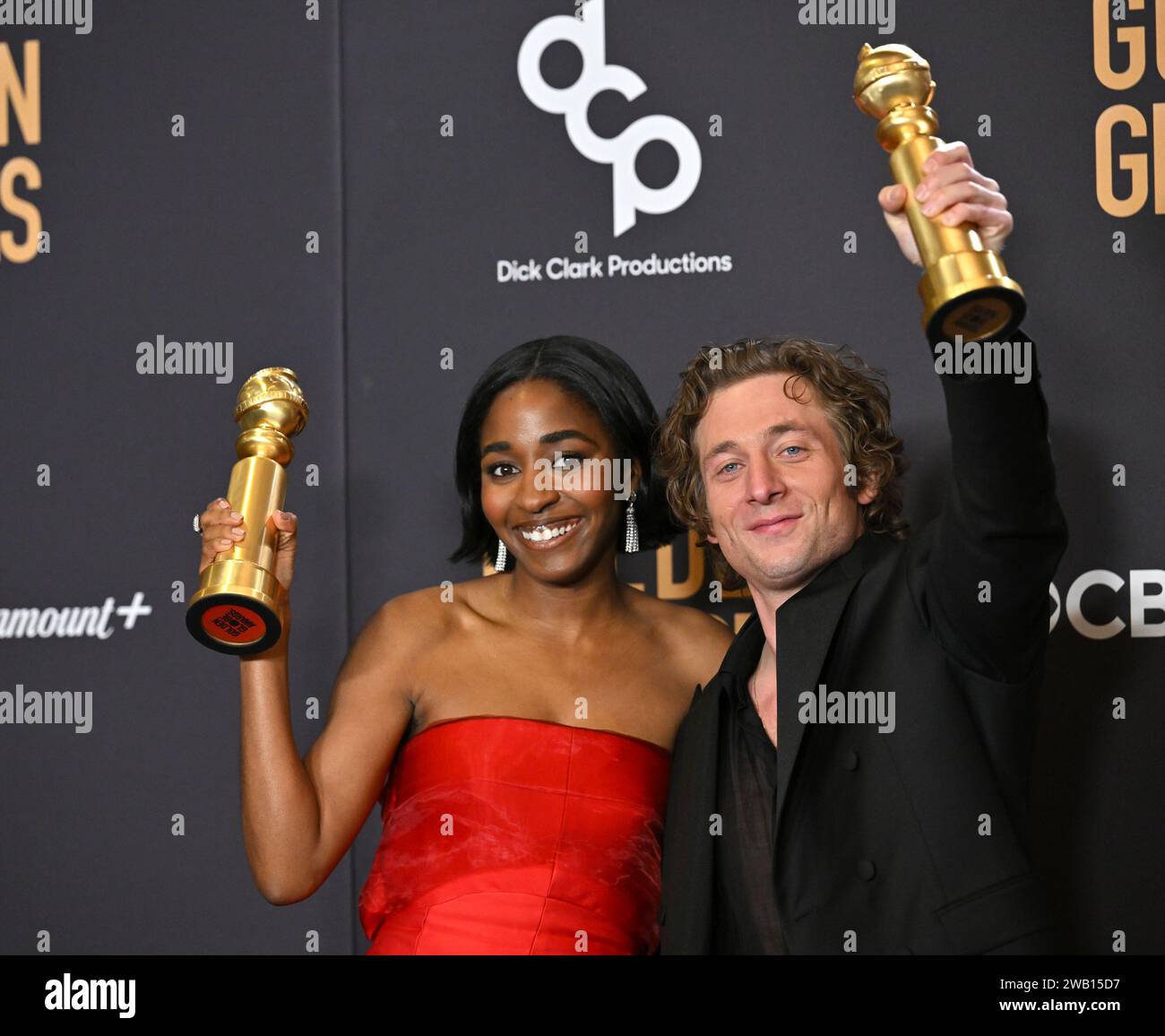 Beverly Hills, United States. 07th Jan, 2024. Ayo Edebiri and Jeremy ...