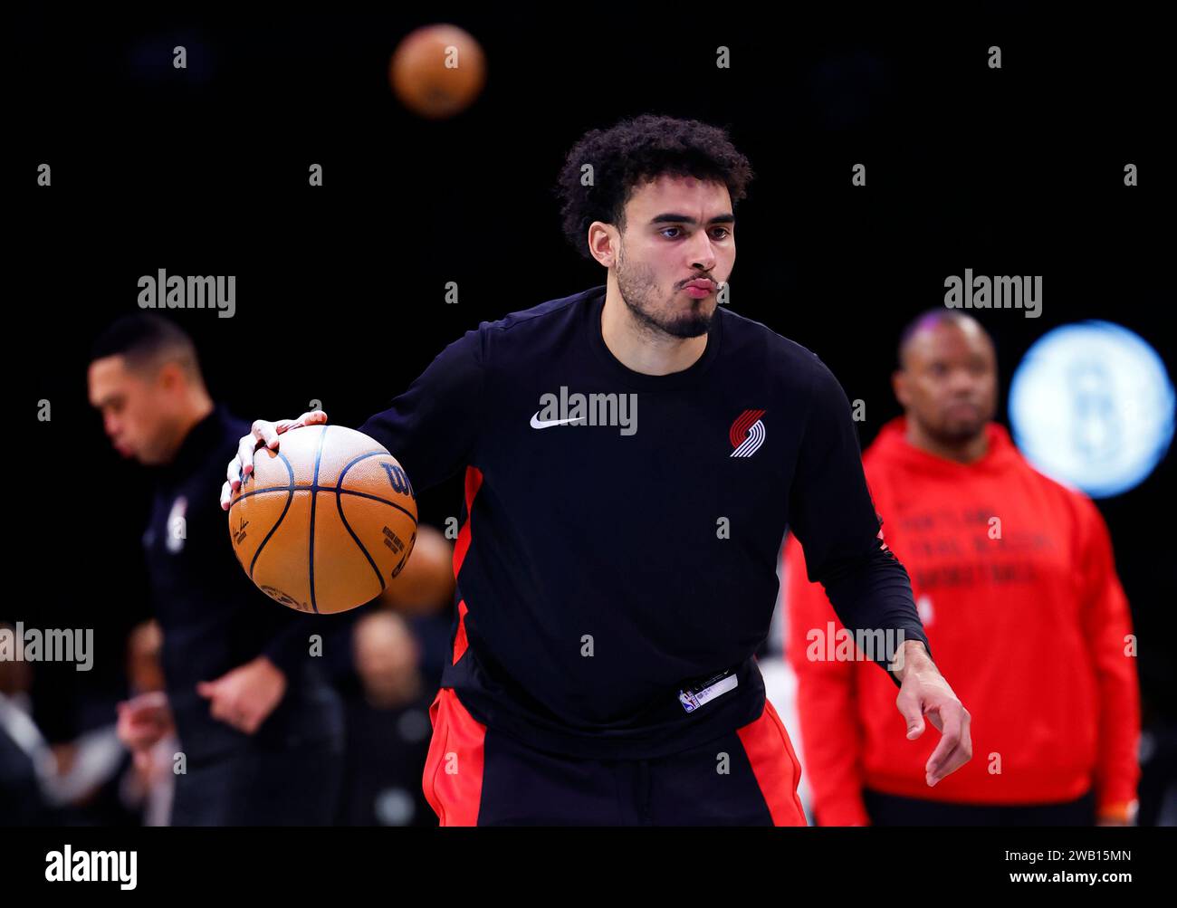 Portland Trail Blazers forward Justin Minaya (24) during warm up before ...