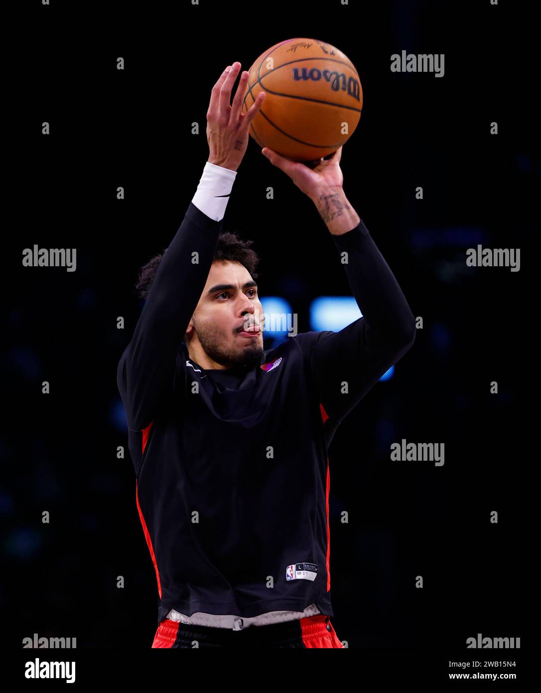 Portland Trail Blazers forward Justin Minaya (24) during warm up before ...