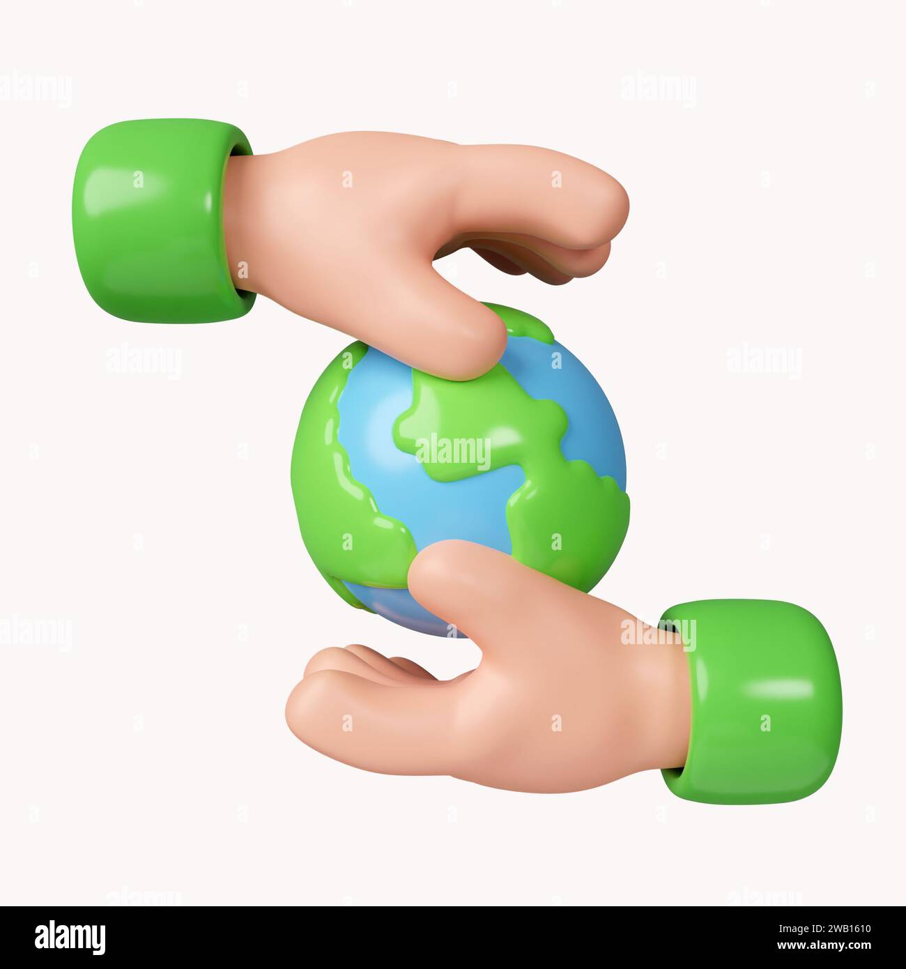 3d Sustain earth concept: Human hands holding global. Green Planet in ...