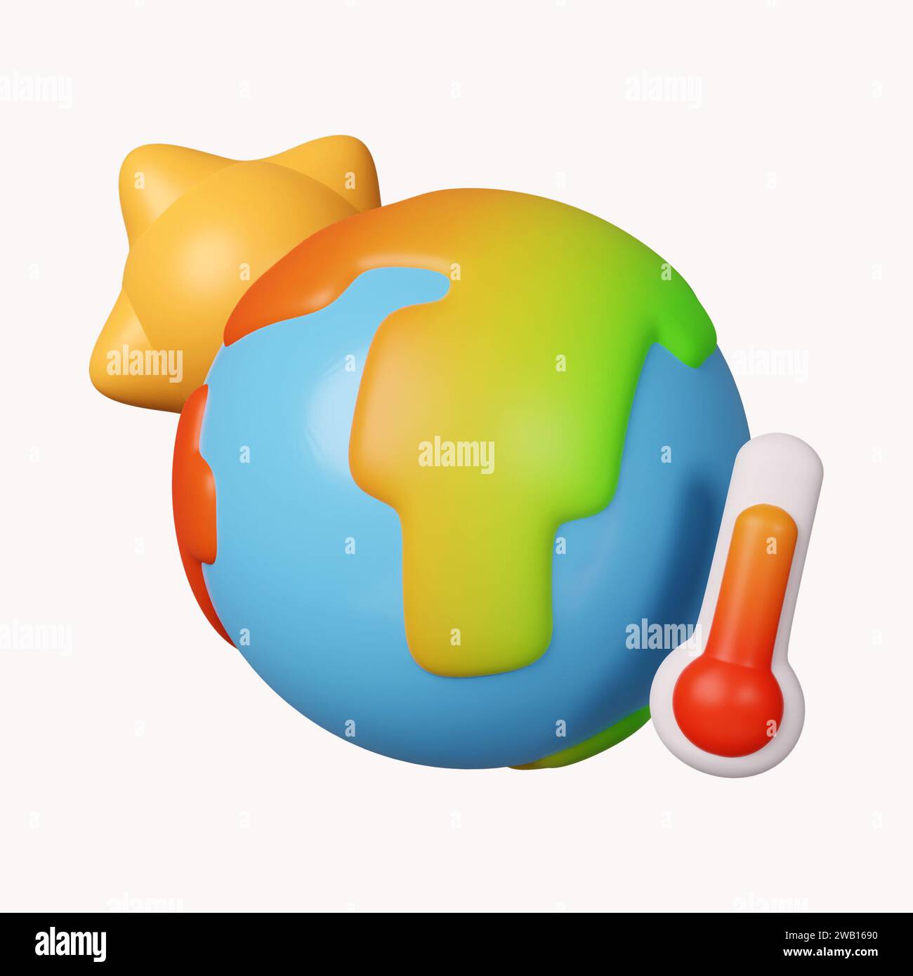 3d Global warning with thermometer. greenhouse effect. heat wave. icon ...