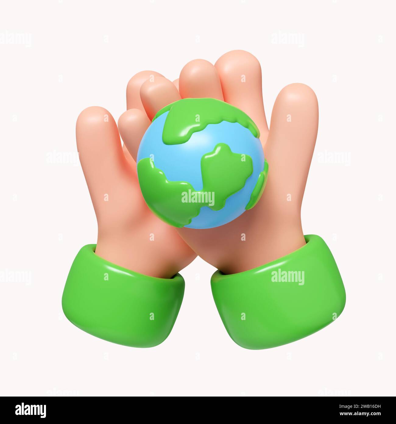 3d Sustain earth concept: Human hands holding global. Green Planet in ...