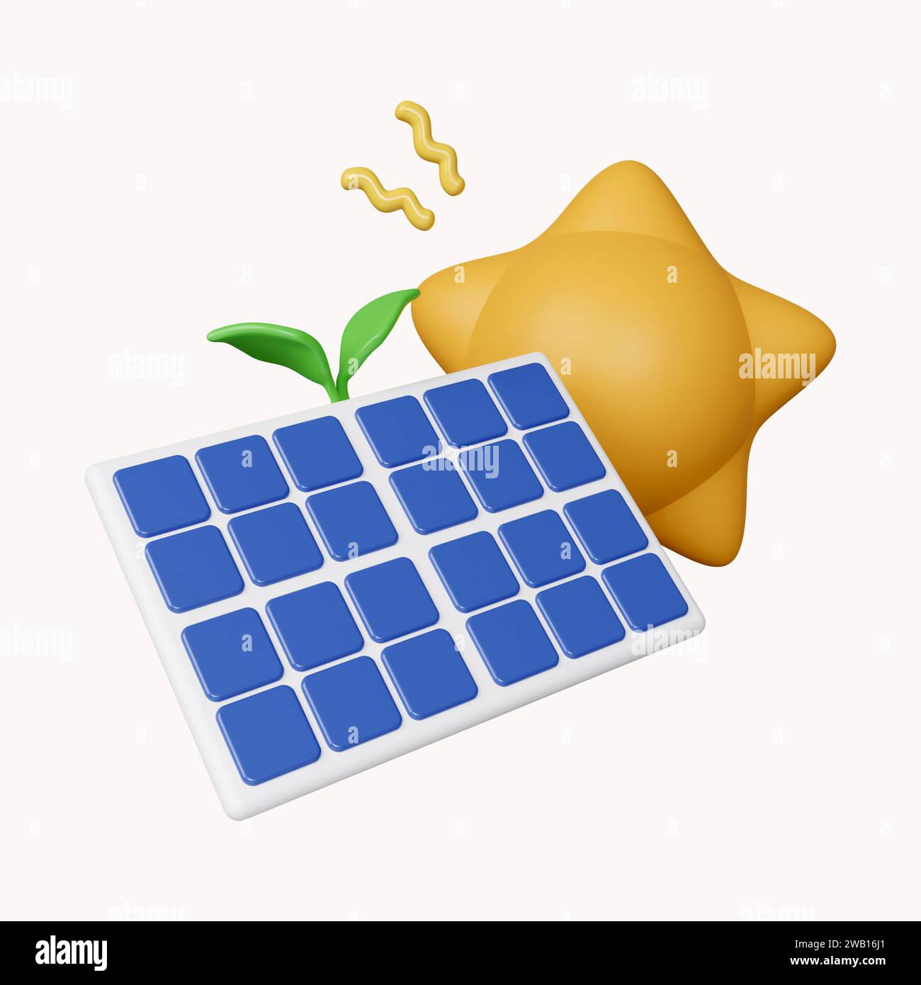 3d solar panel icon with green leaf and sun eco friendly power. icon ...