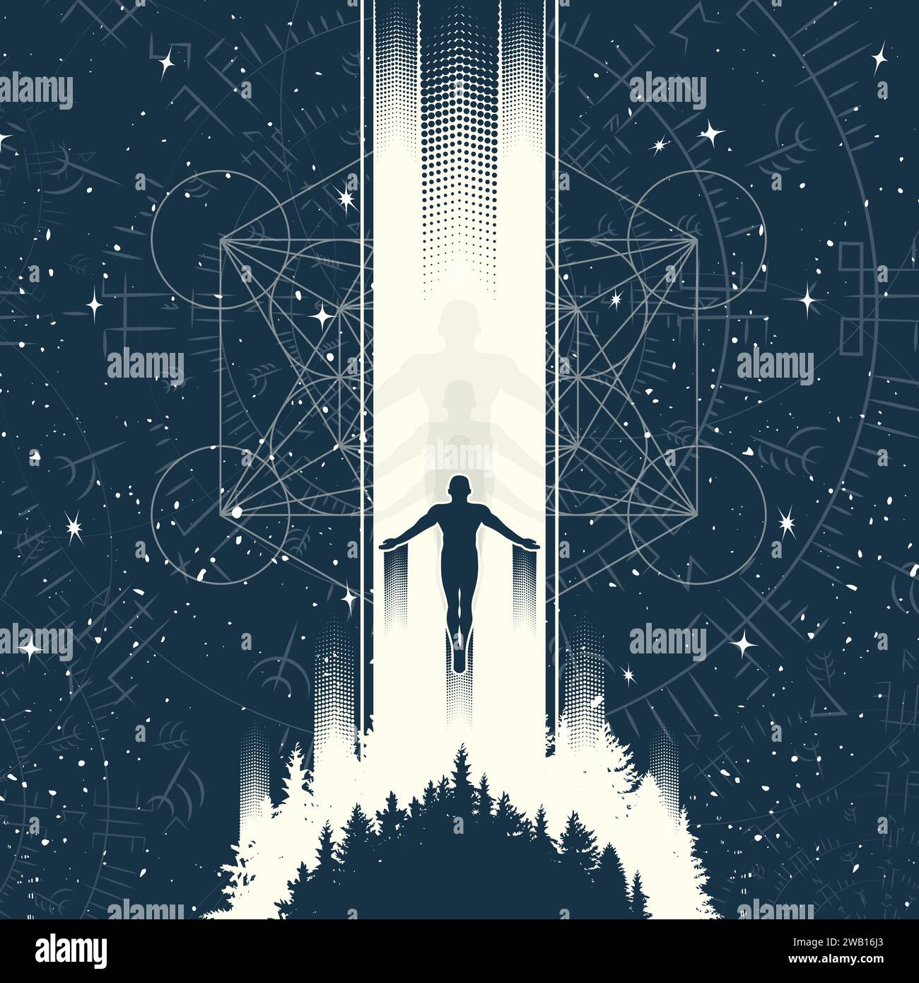 Grunge dark night levitation background Stock Vector Image & Art - Alamy