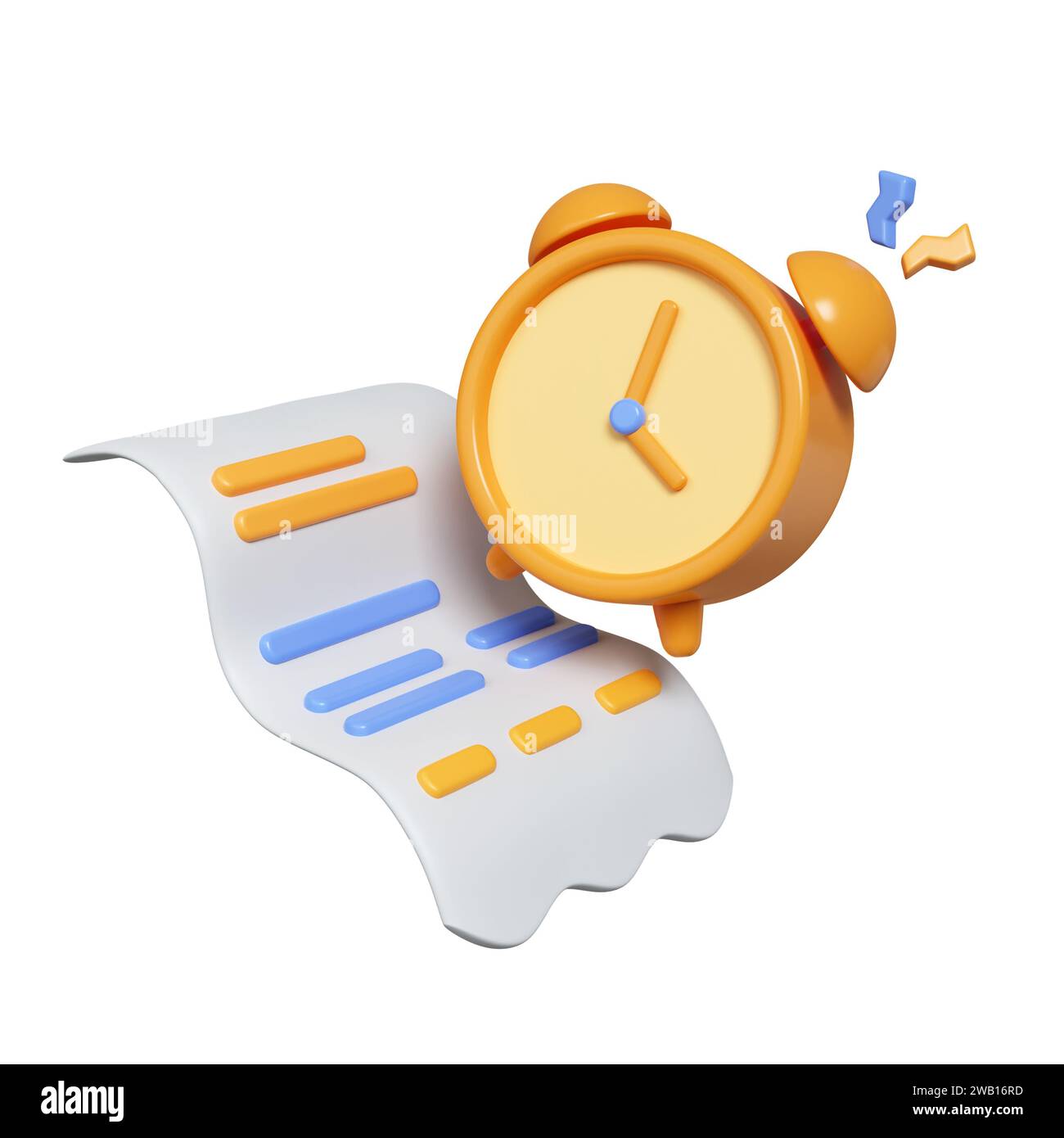 3d bill with clock alarm for payment transaction. Business invoice bill ...