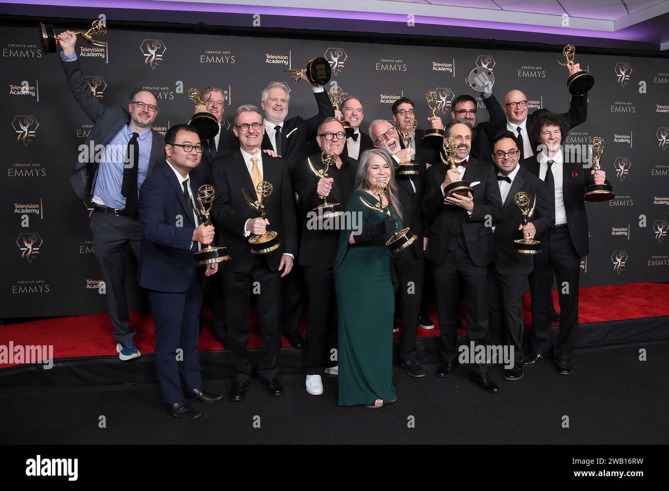 The team from "The Simpsons - Treehouse Of Horror XXXIII" pose in the ...