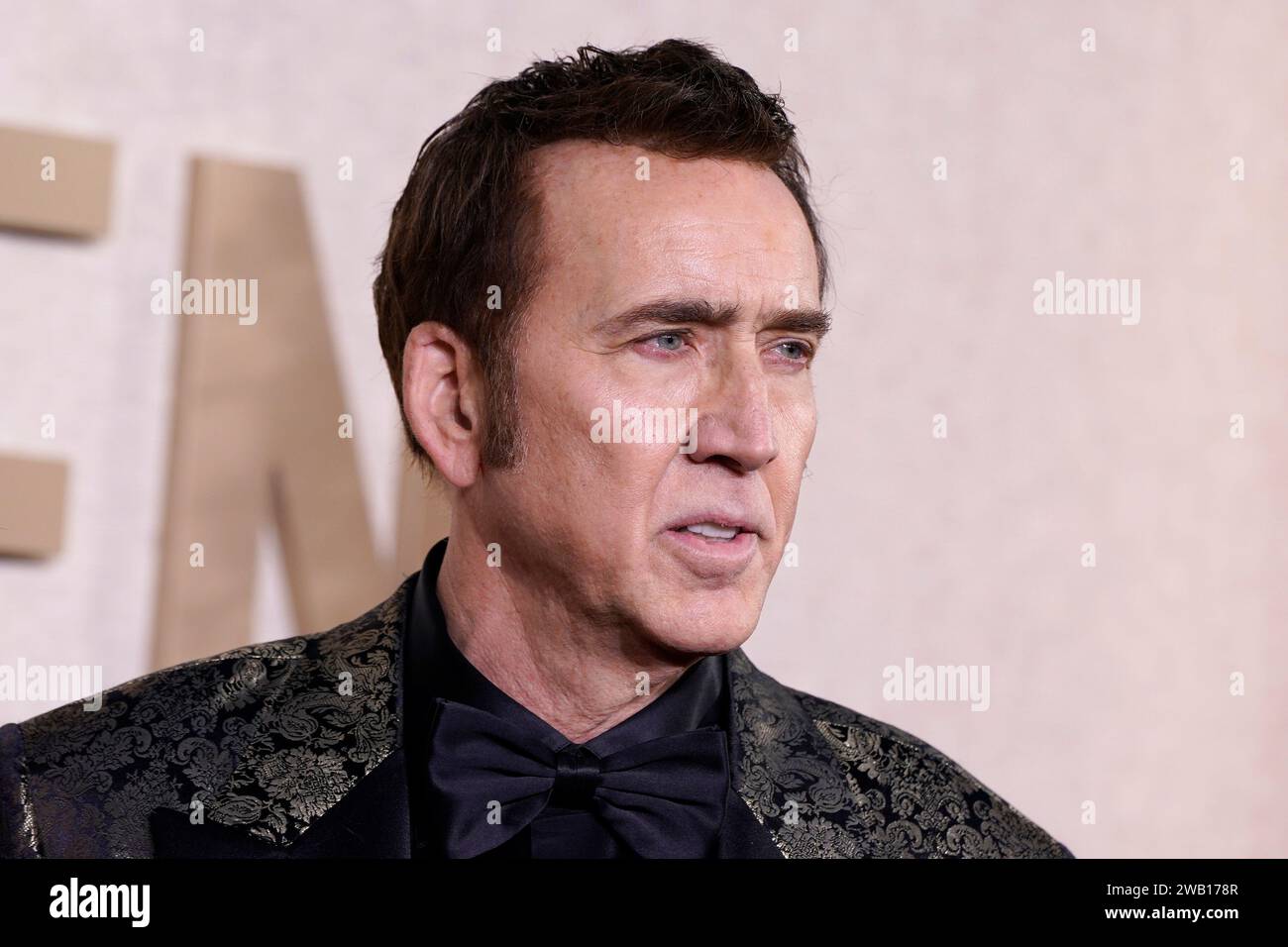 Nicolas Cage arrives at the 81st Golden Globe Awards on Sunday, Jan. 7 ...