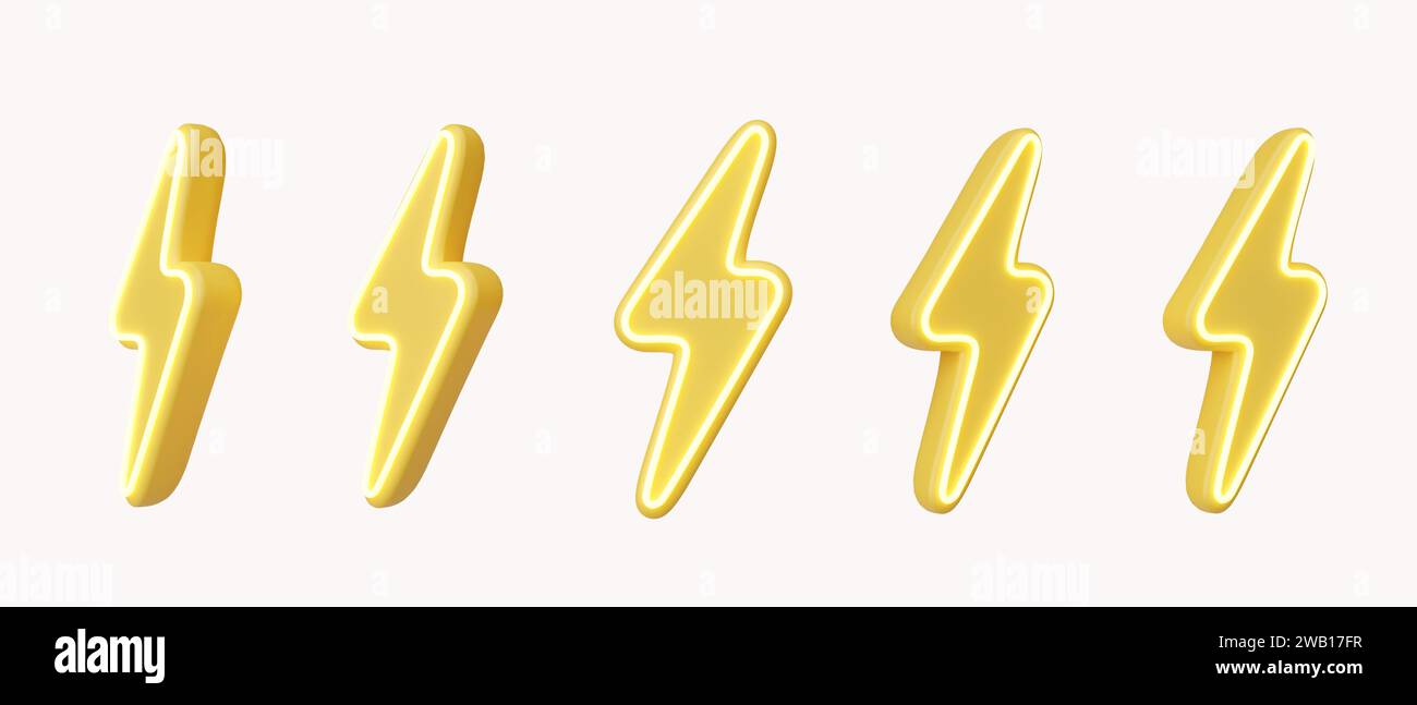 3d collection thunder and bolt lighting flash. set flash sale element ...