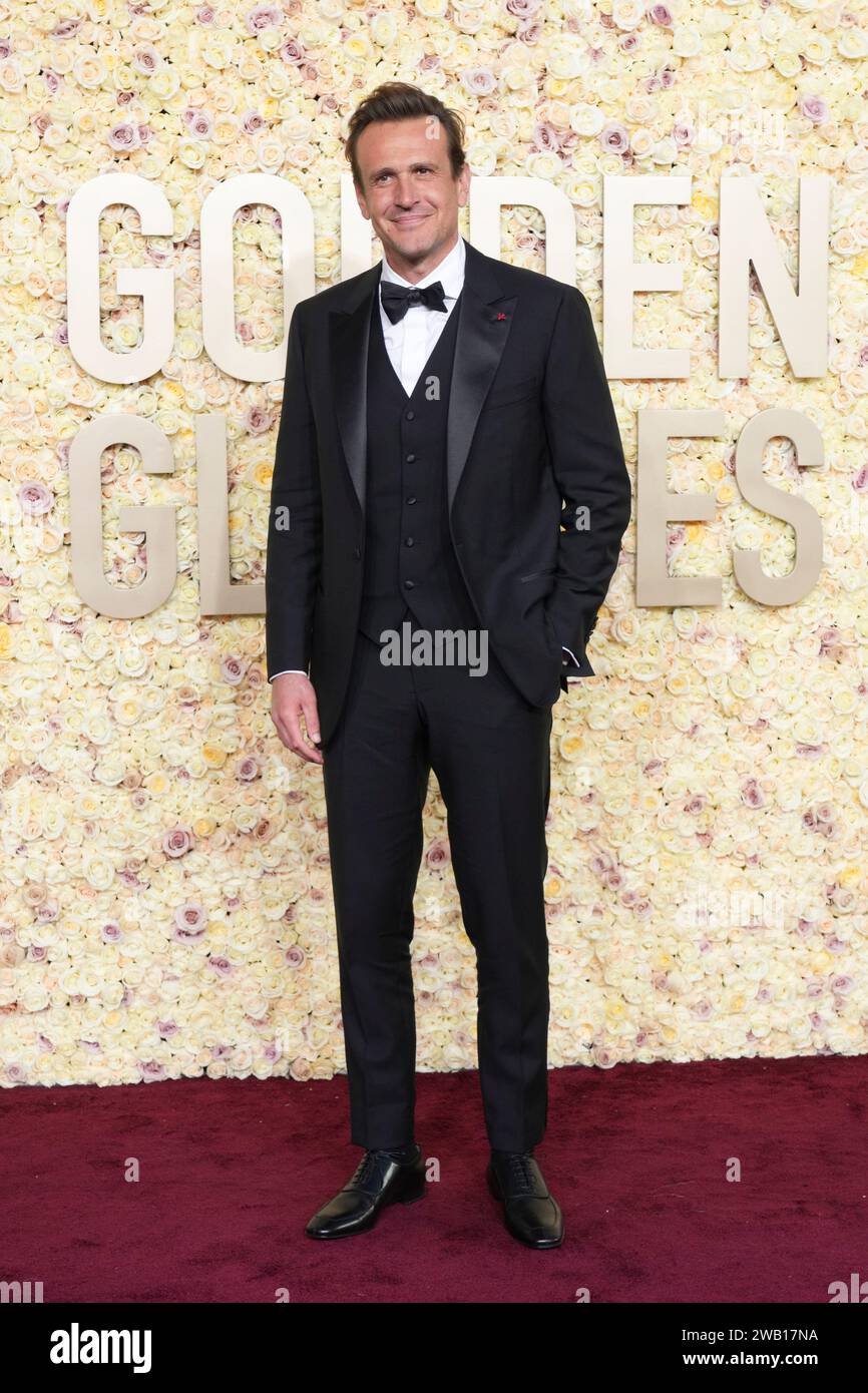 Jason Segel arrives at the 81st Golden Globe Awards on Sunday, Jan. 7 ...