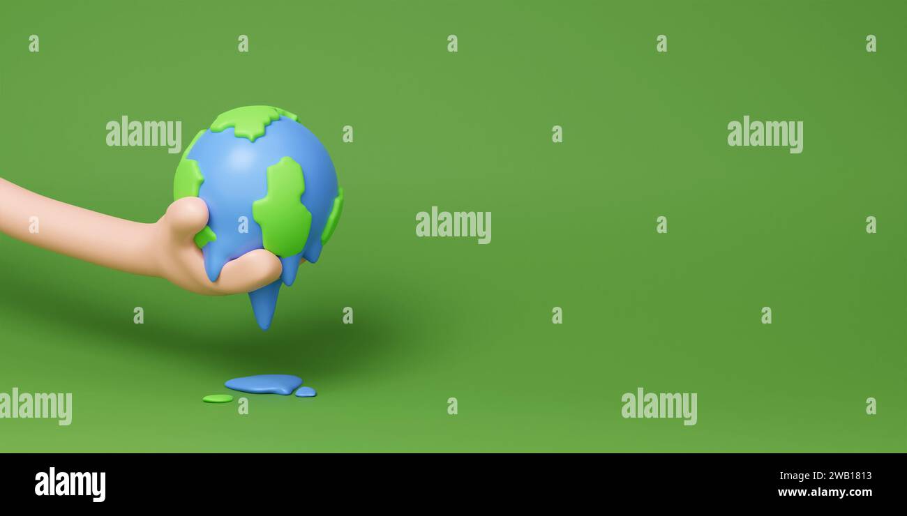 3d Melting hot and dripping unhabitable planet Earth, global warming ...