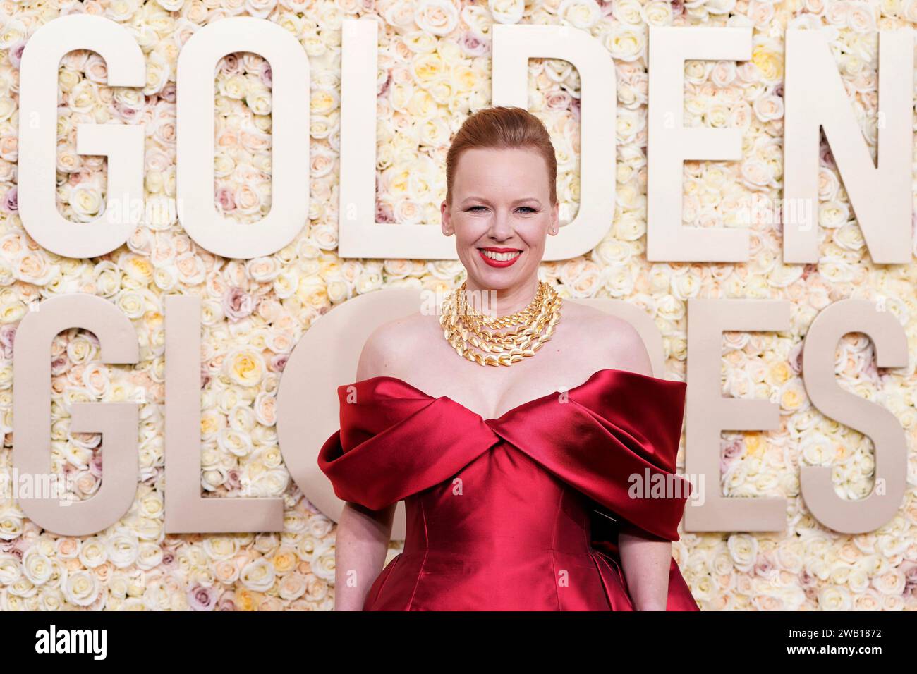 Alma Poysti arrives at the 81st Golden Globe Awards on Sunday, Jan. 7 ...