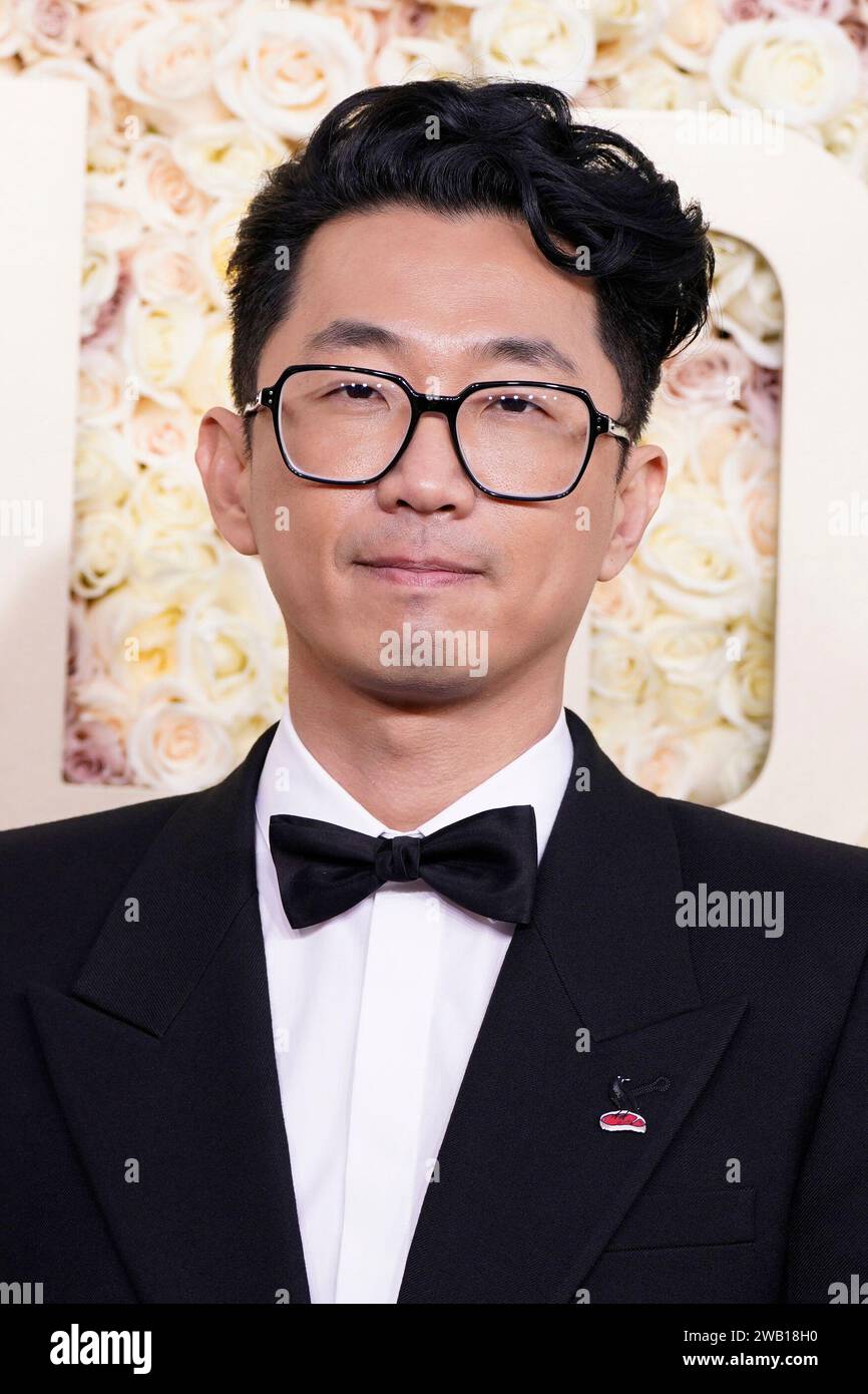 Lee Sung Jin arrives at the 81st Golden Globe Awards on Sunday, Jan. 7, 2024, at the Beverly ...