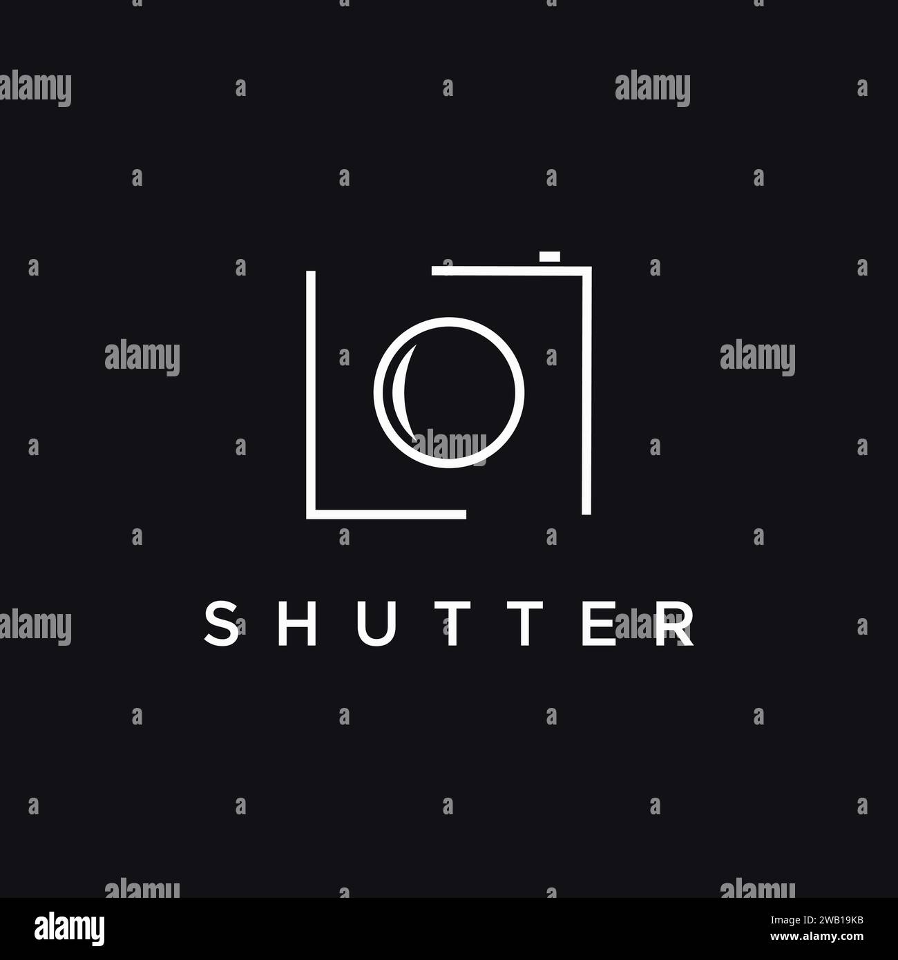 Minimalist photography camera logo icon vector template on black ...