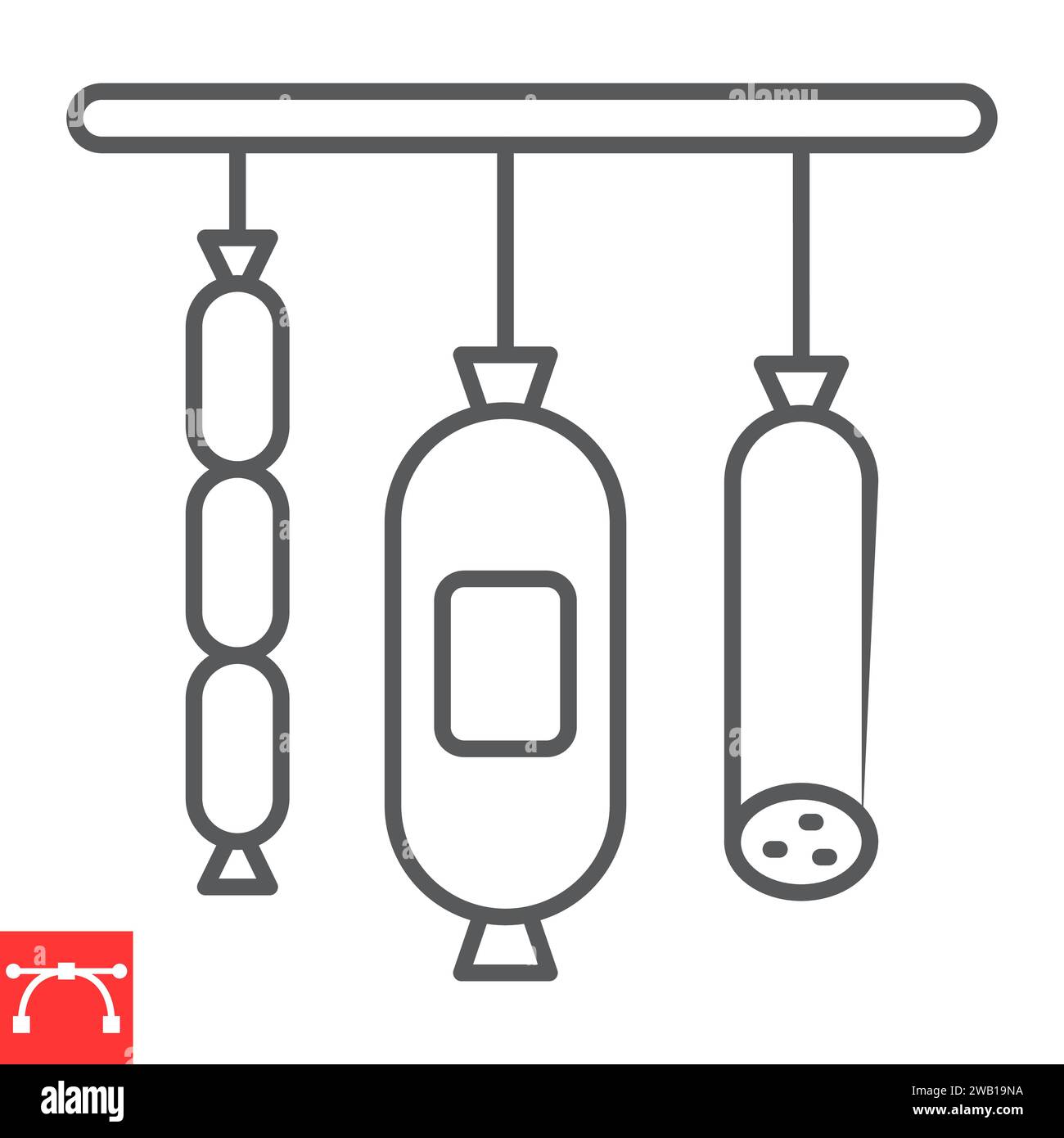 Deli line icon, grocery store and food , sausage and salami vector icon ...