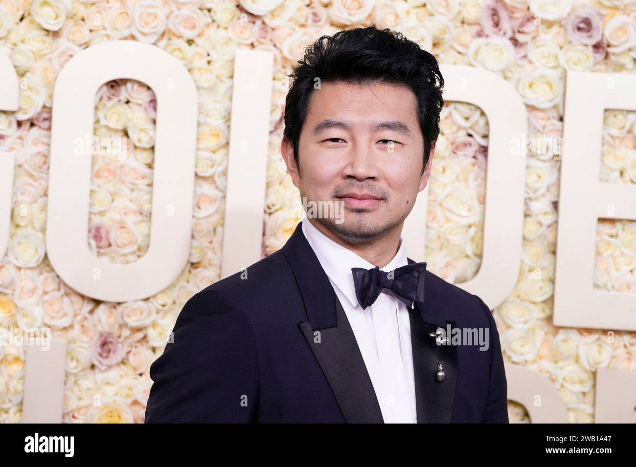 Simu Liu arrives at the 81st Golden Globe Awards on Sunday, Jan. 7 ...