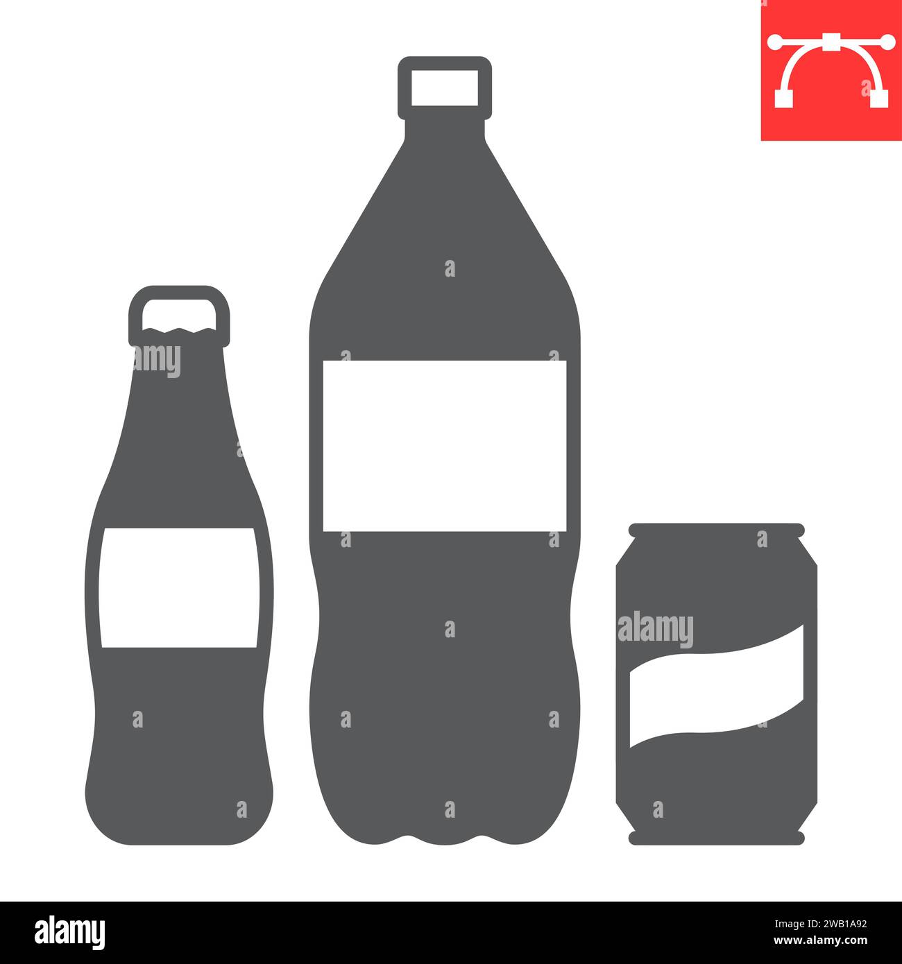 Beverage glyph icon, grocery store and water, bottled drinks and soda ...