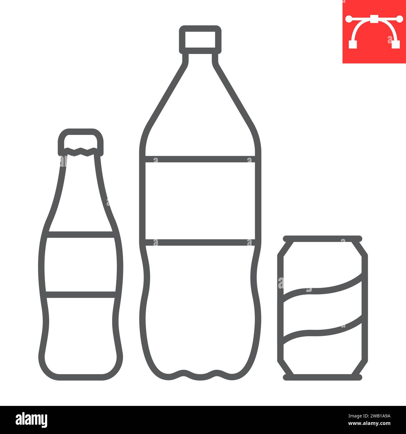 Beverage line icon, grocery store and water, bottled drinks and soda ...