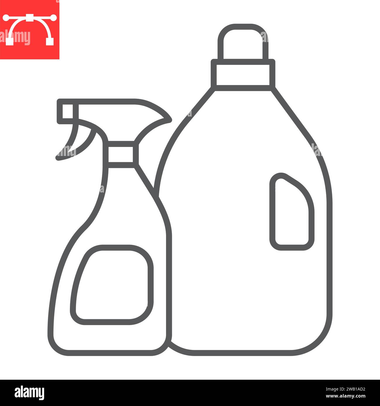 Cleaning products line icon, grocery store and household chemical ...