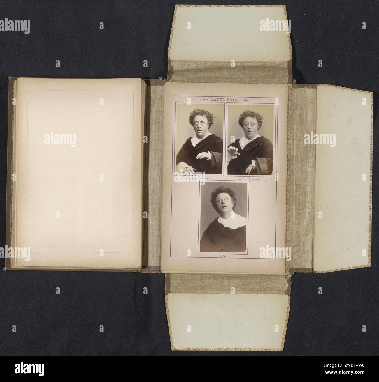 Three portraits of a man with facial expressions of madness, mental ...