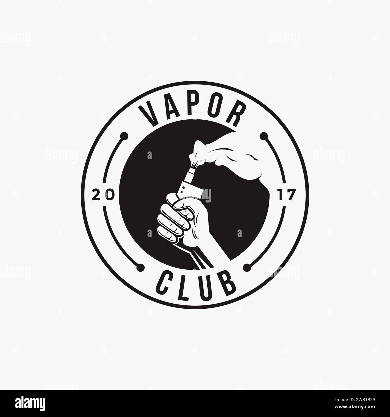 Emblem hand holding vapor logo icon vector template on white background ...