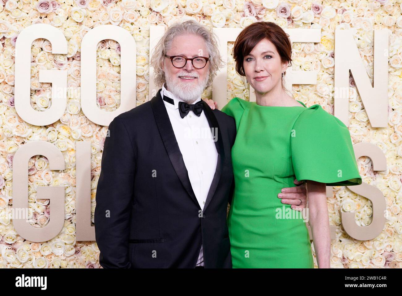 Tony McNamara, left and Belinda Bromilow arrive at the 81st Golden ...