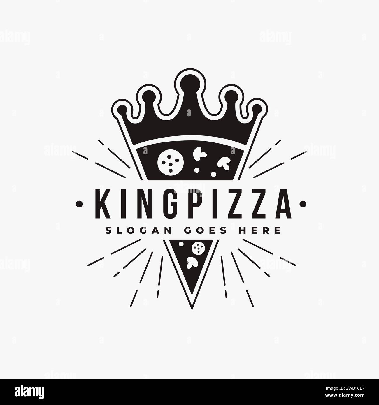 Vintage retro crown and pizza logo on white background Stock Vector ...
