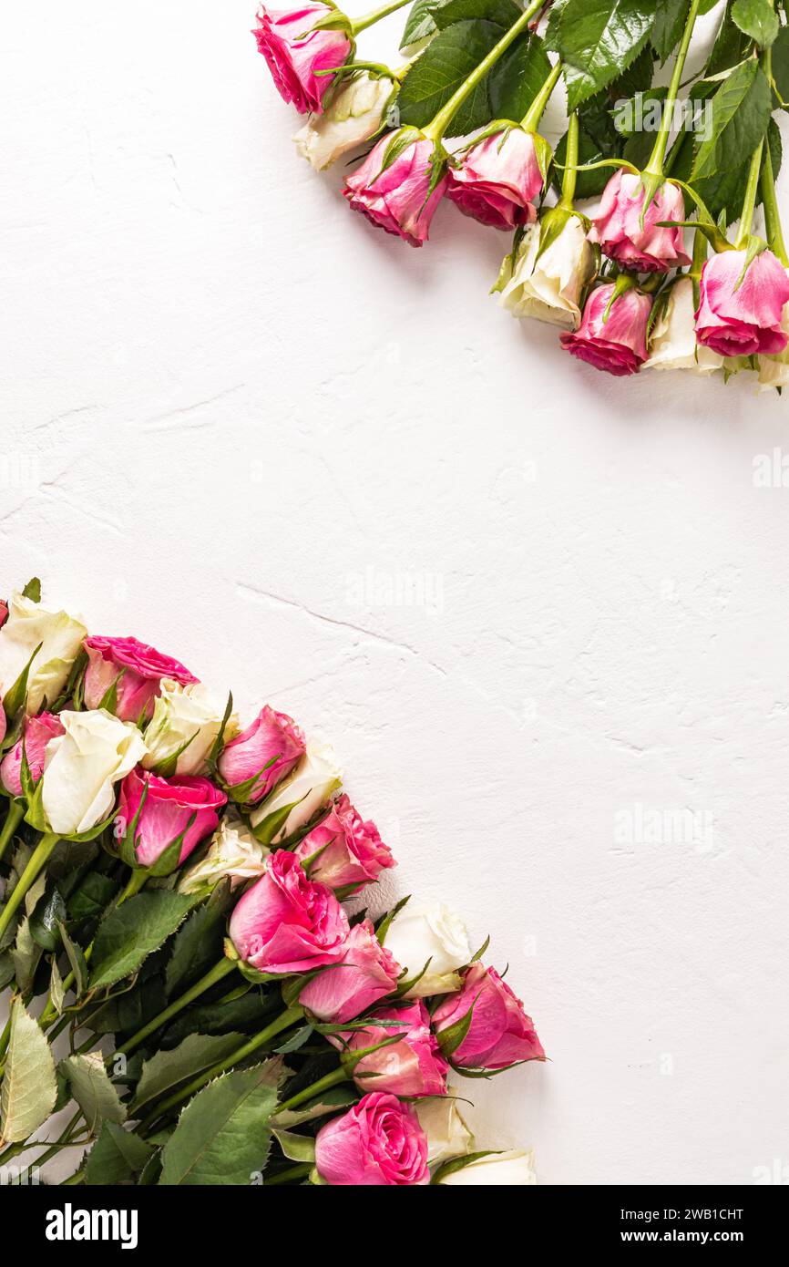 Beautiful vertical festive background with two bouquets of white and ...