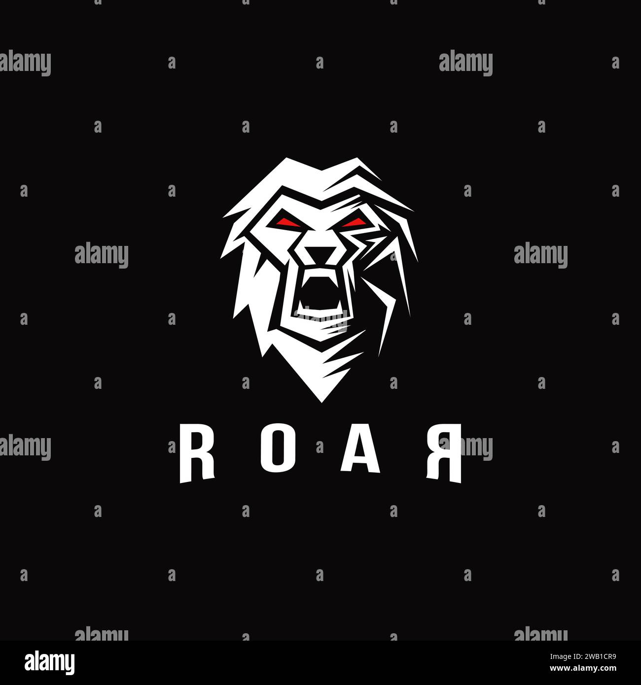 Aggressive powerful lion screaming logo, roar logo on black background ...