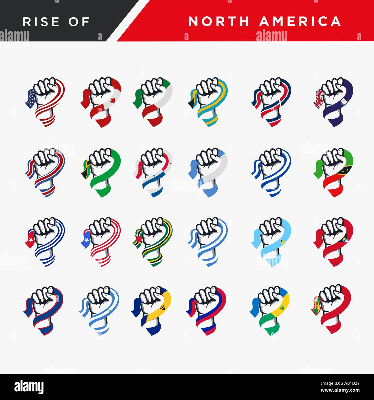 Complete collection of spirit rising fist hand North America flag ...